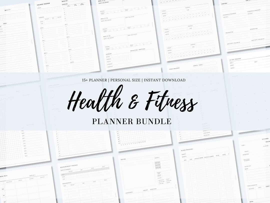 18 Health Fitness Planner Printable Personal Inserts Bundle, Weight ...