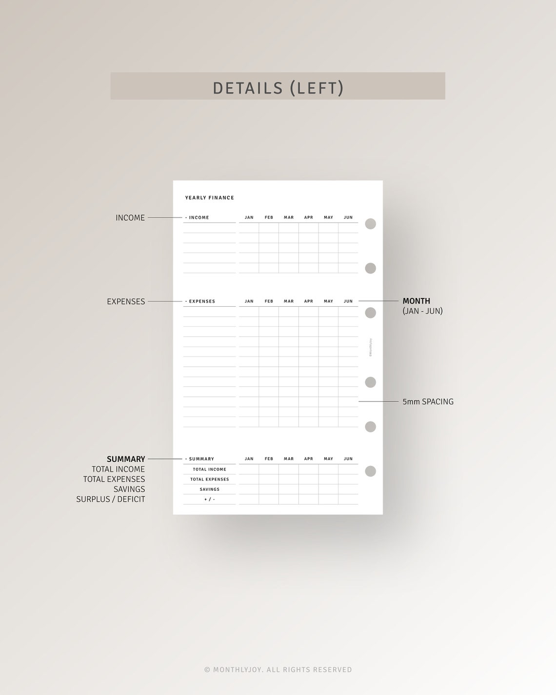 Yearly Finance Overview Printable FC Compact Bill Organizer - Etsy