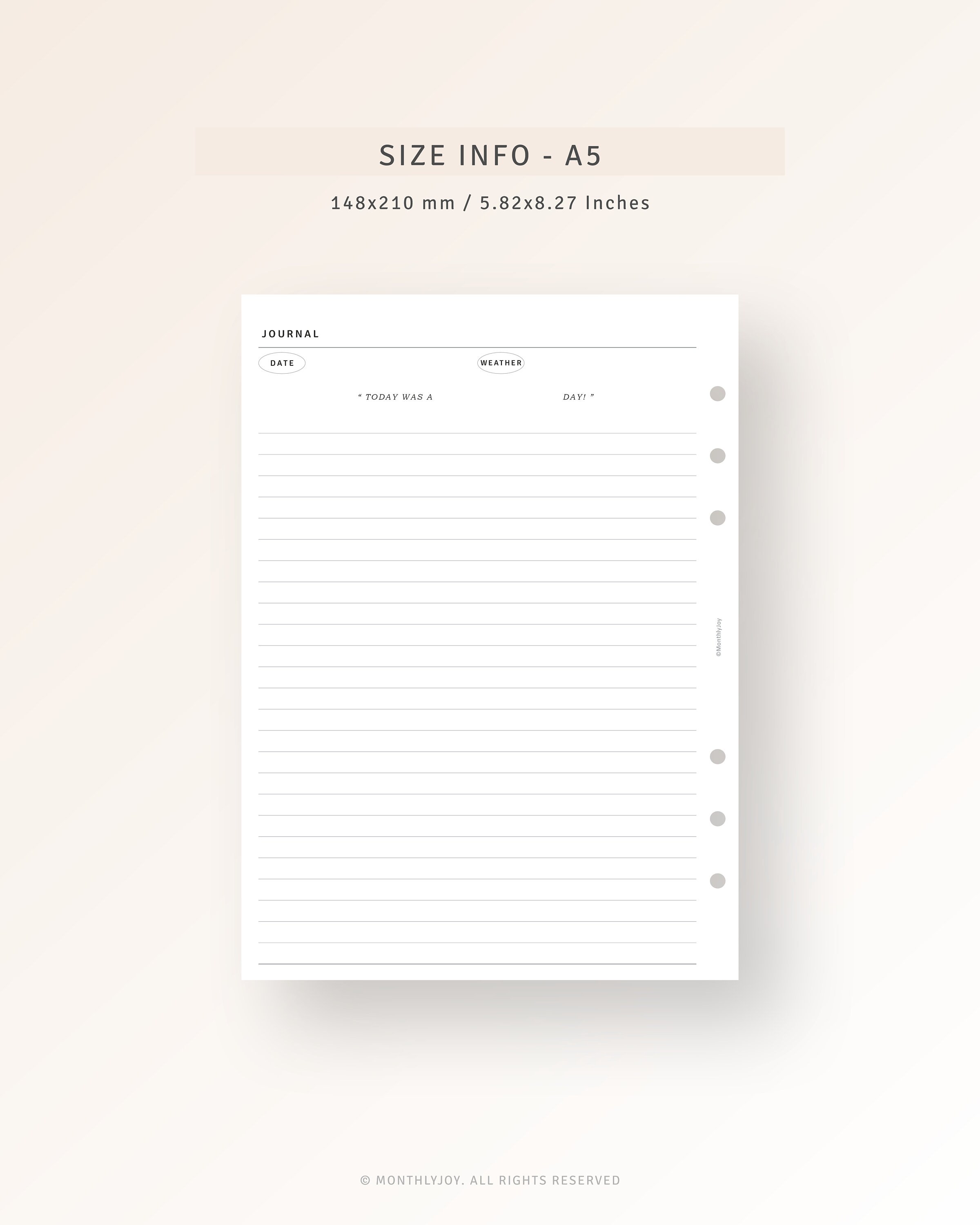 Daily Journal A5 Planner Inserts Printable Minimal Day - Etsy