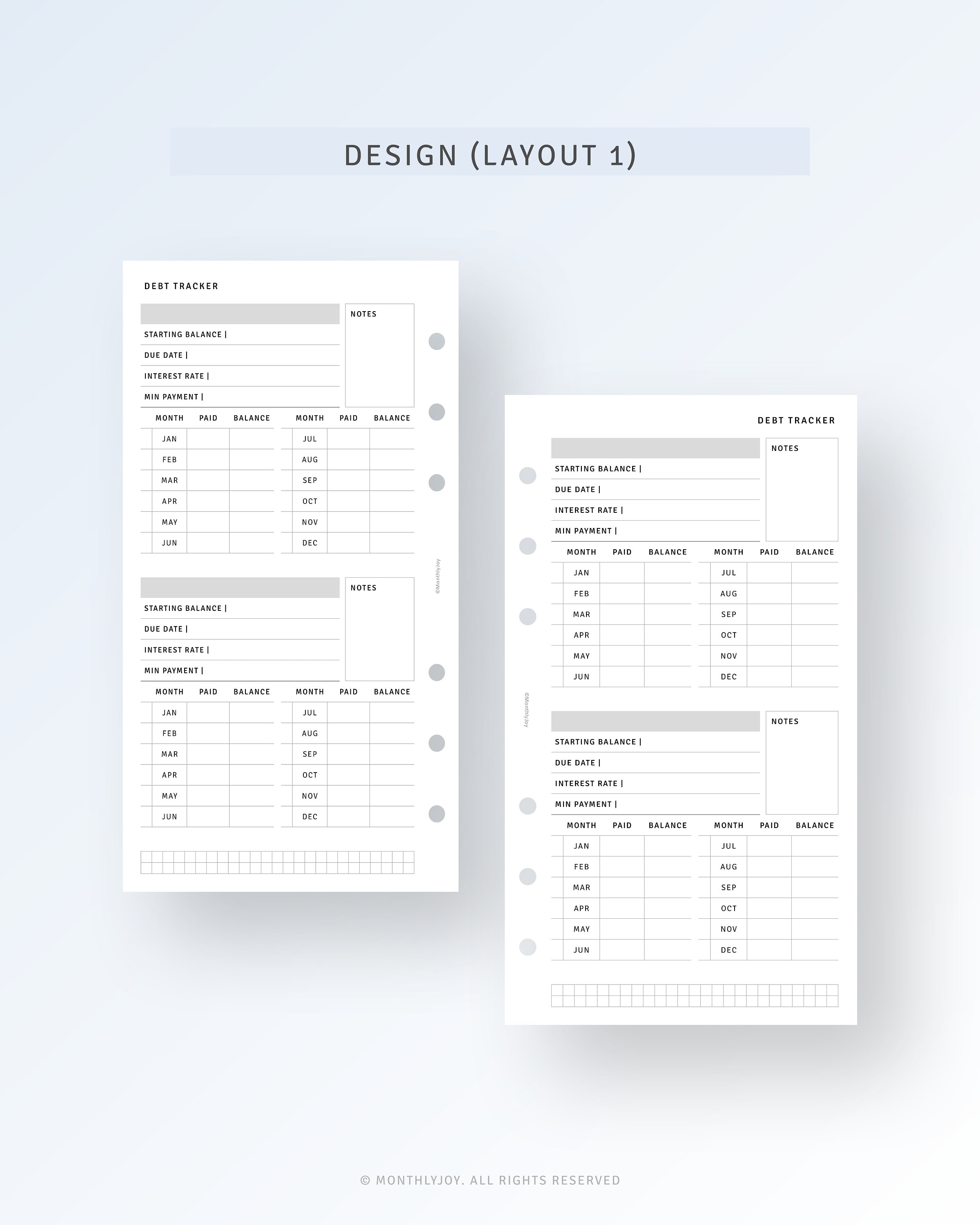 Debt Tracker Printable Personal Ring Inserts Student Loan - Etsy