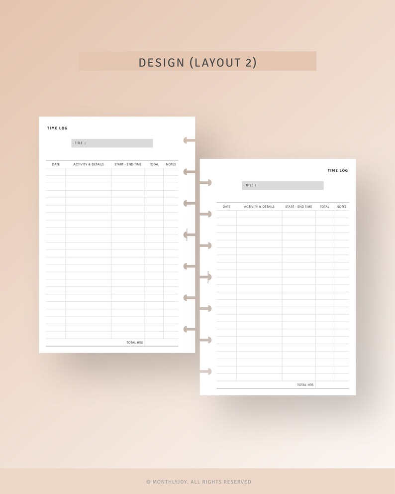 Time Log Tracker Printable HP Mini Inserts Work Hours Log - Etsy