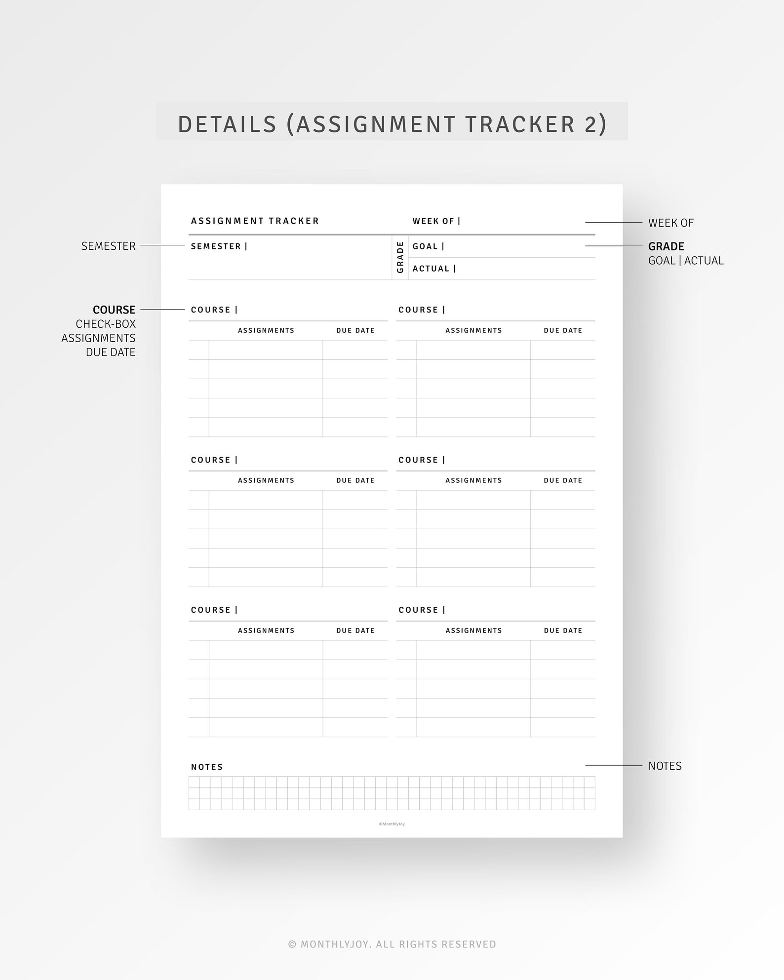 Assignment Planner Printable A4/letter Inserts PDF, Student Homework ...