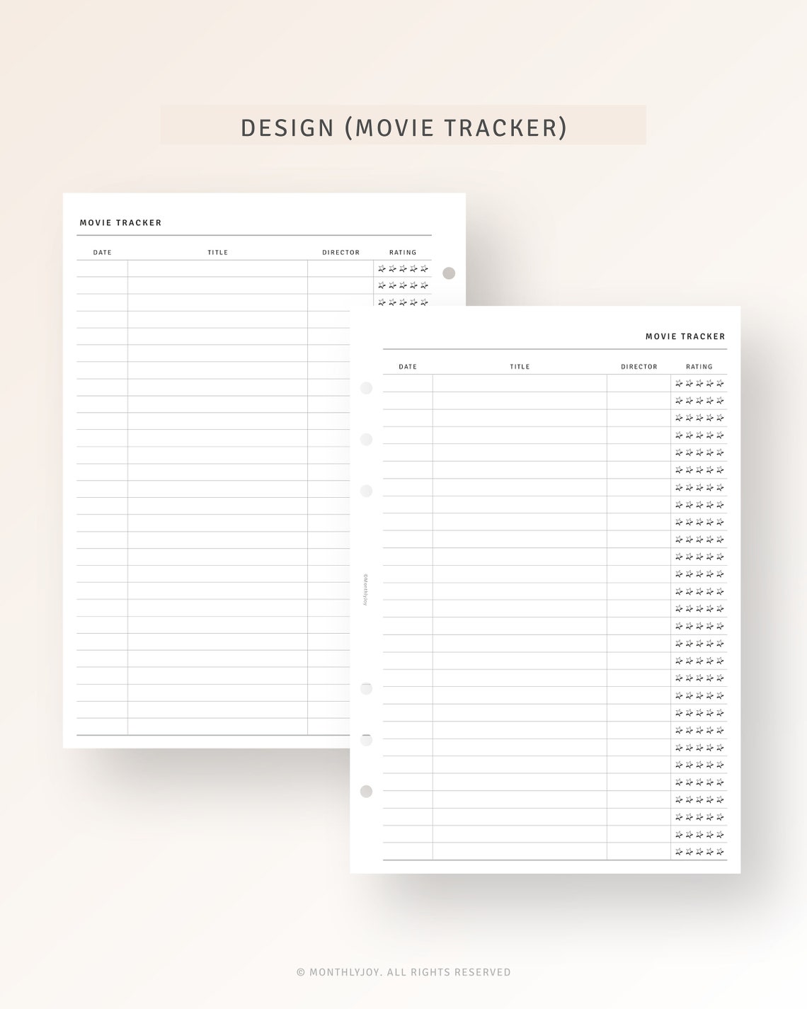 Movie Tracker Printable A5 Planner Inserts, Film Log Movie Review ...