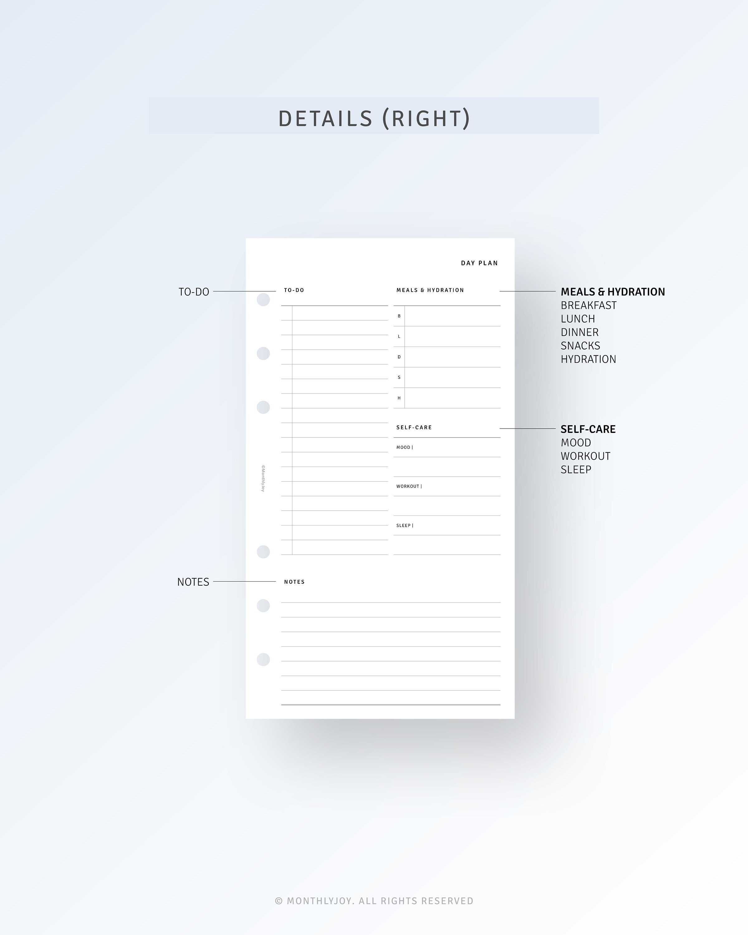 Personal Simple Daily Planner Printable Day on Two Pages to - Etsy