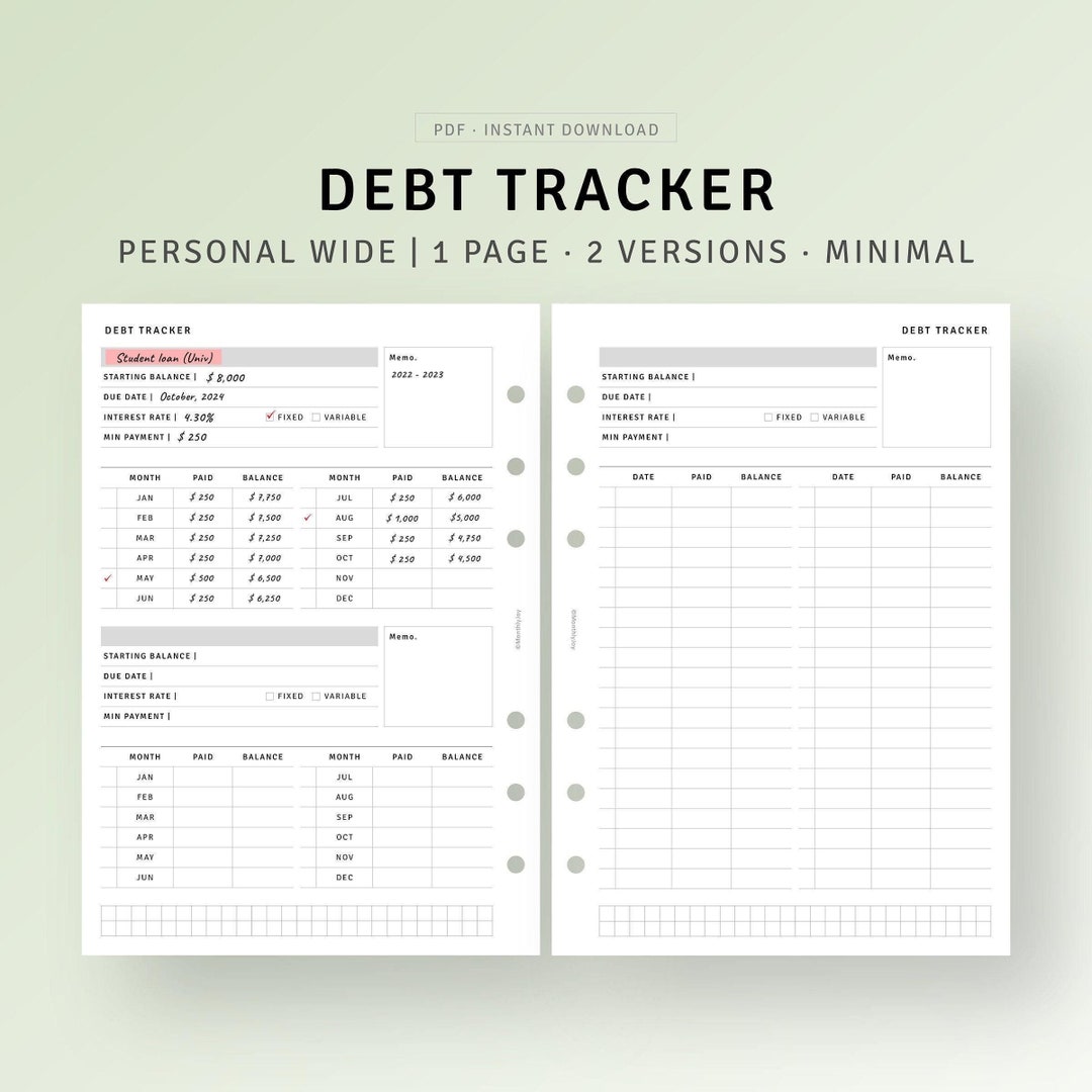 Debt Snowball Printable Finance Journal, Student Loan Payoff, Credit ...