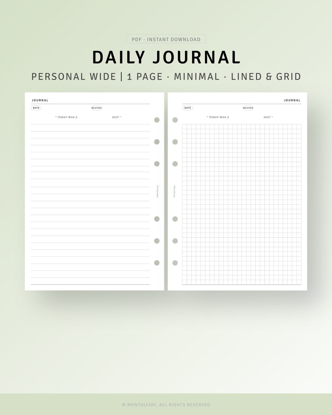 Daily Journal Printable Personal Wide Inserts Manifest Memory - Etsy