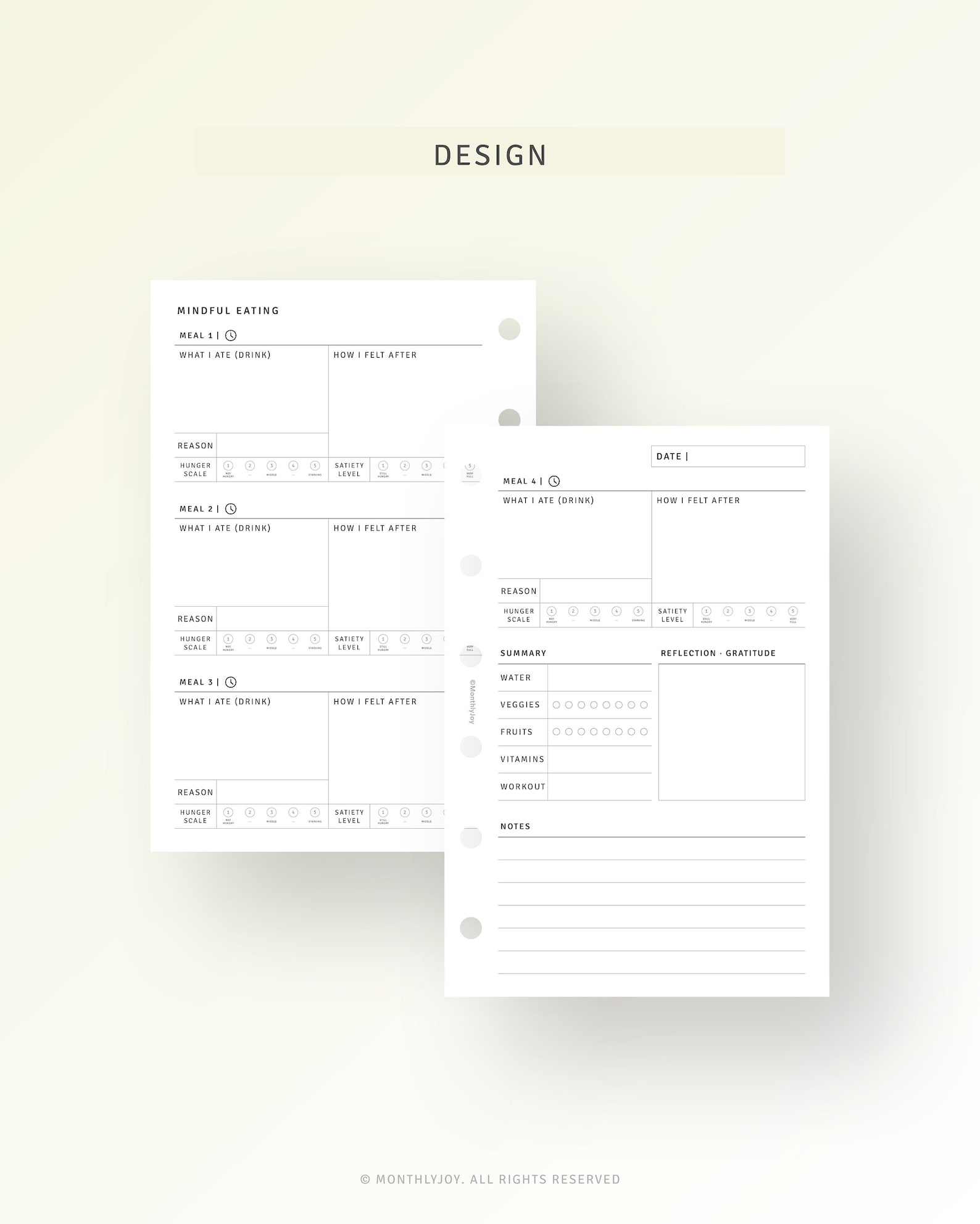 Mindful Eating Food Journal Printable Pocket Size Inserts, Food ...