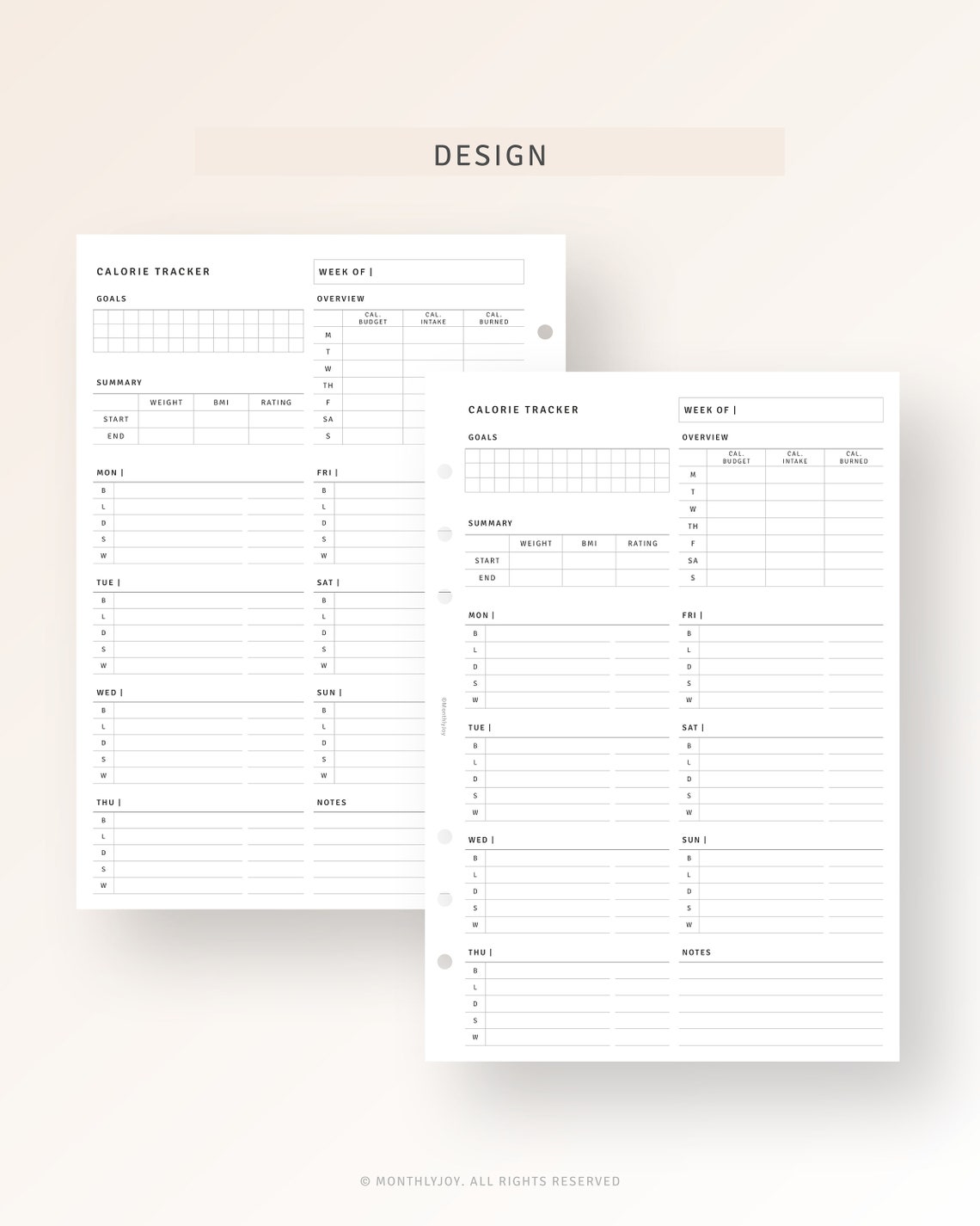 Calorie Tracker Printable A5 Inserts Weekly Food Diary - Etsy