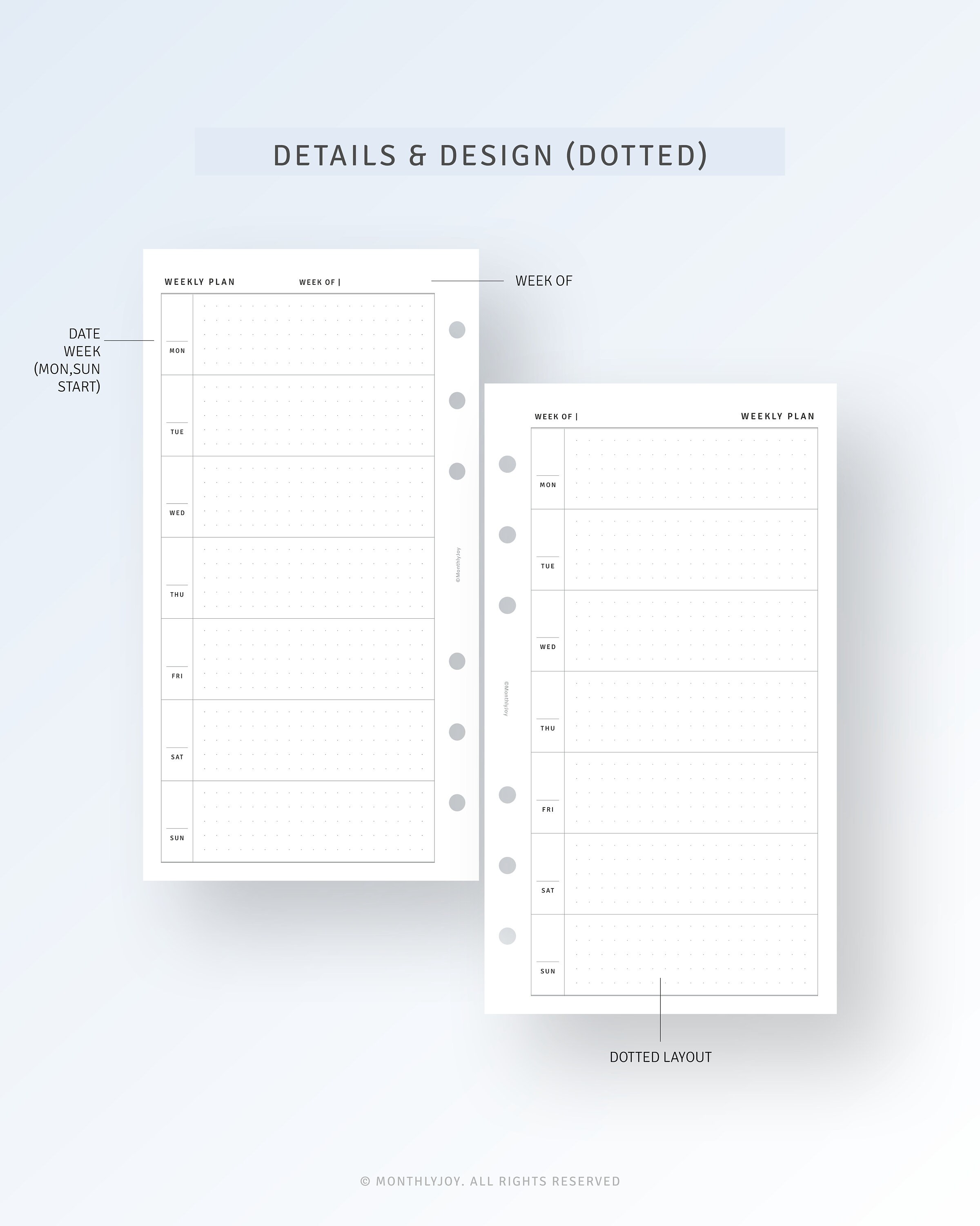 Personal, Week on One Page Printable Weekly Schedule Organizer, Minimal ...