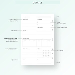 Daily Review Reflection Journal Half Letter Planner Printable Daily ...