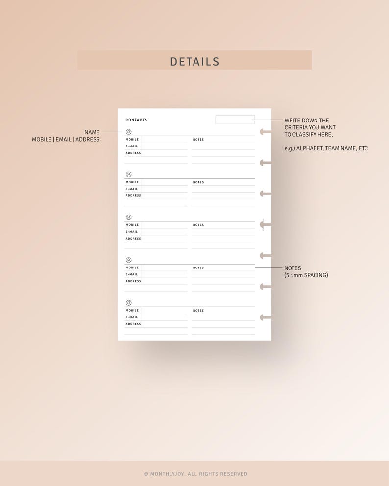 Contacts List Template Printable Home Management, Emergency Contact ...