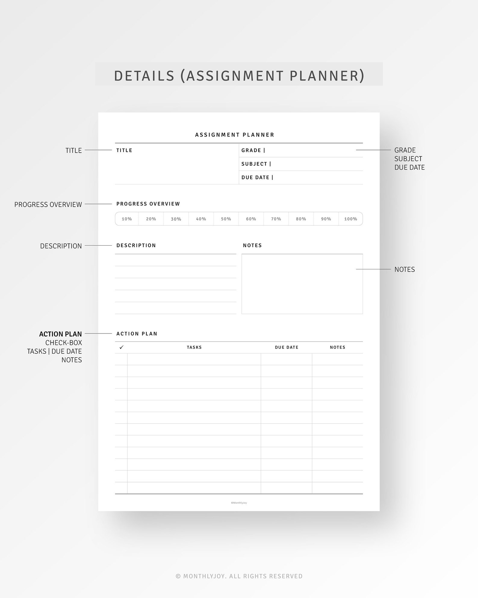 Assignment Planner Printable A4/letter Inserts PDF, Student Homework ...