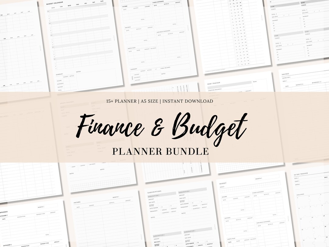 20 Finance Budget Planner A5 Inserts Printable Bundle, Money Saving ...