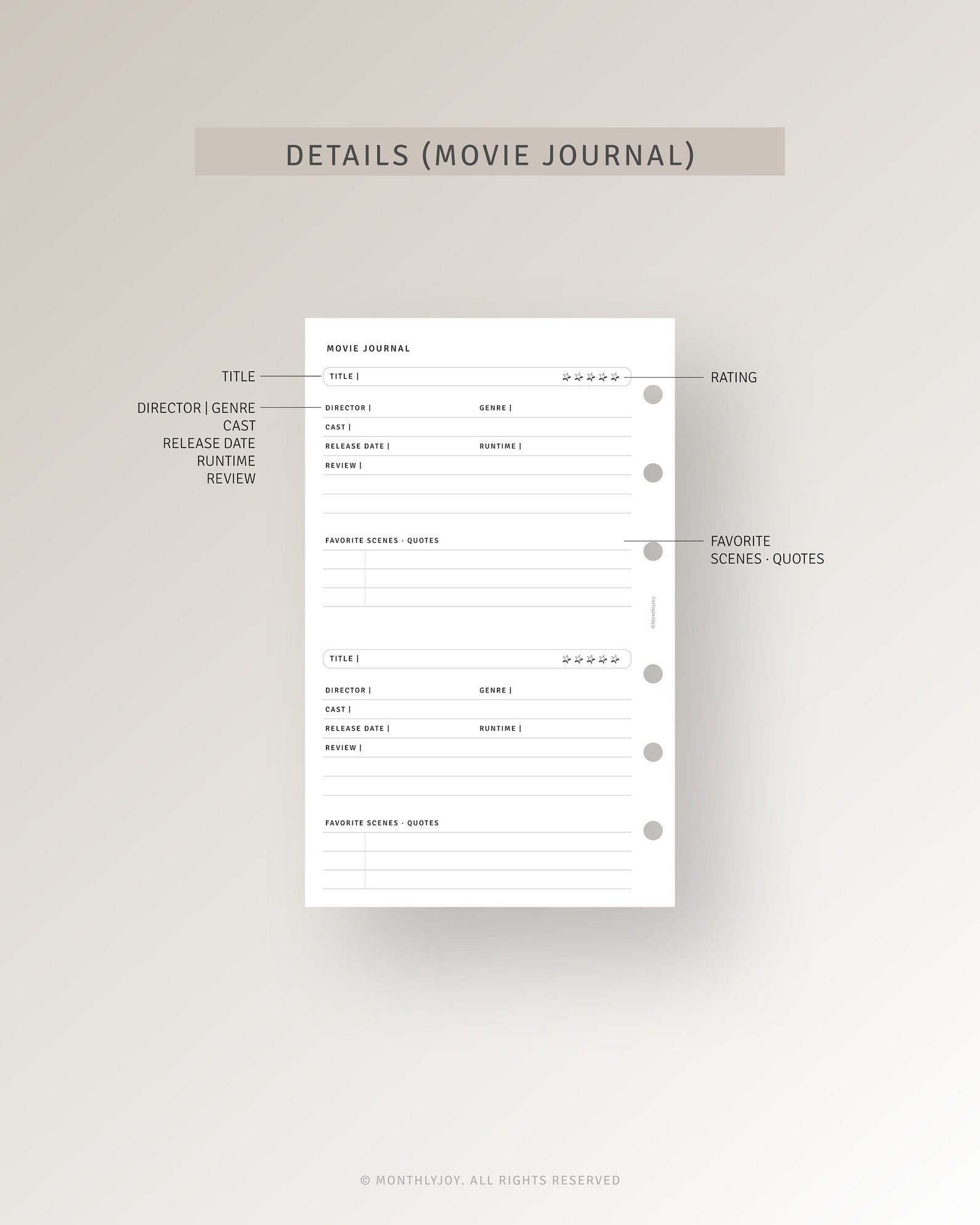 Printable Movie Journal Tracker FC Compact Inserts TV Series - Etsy