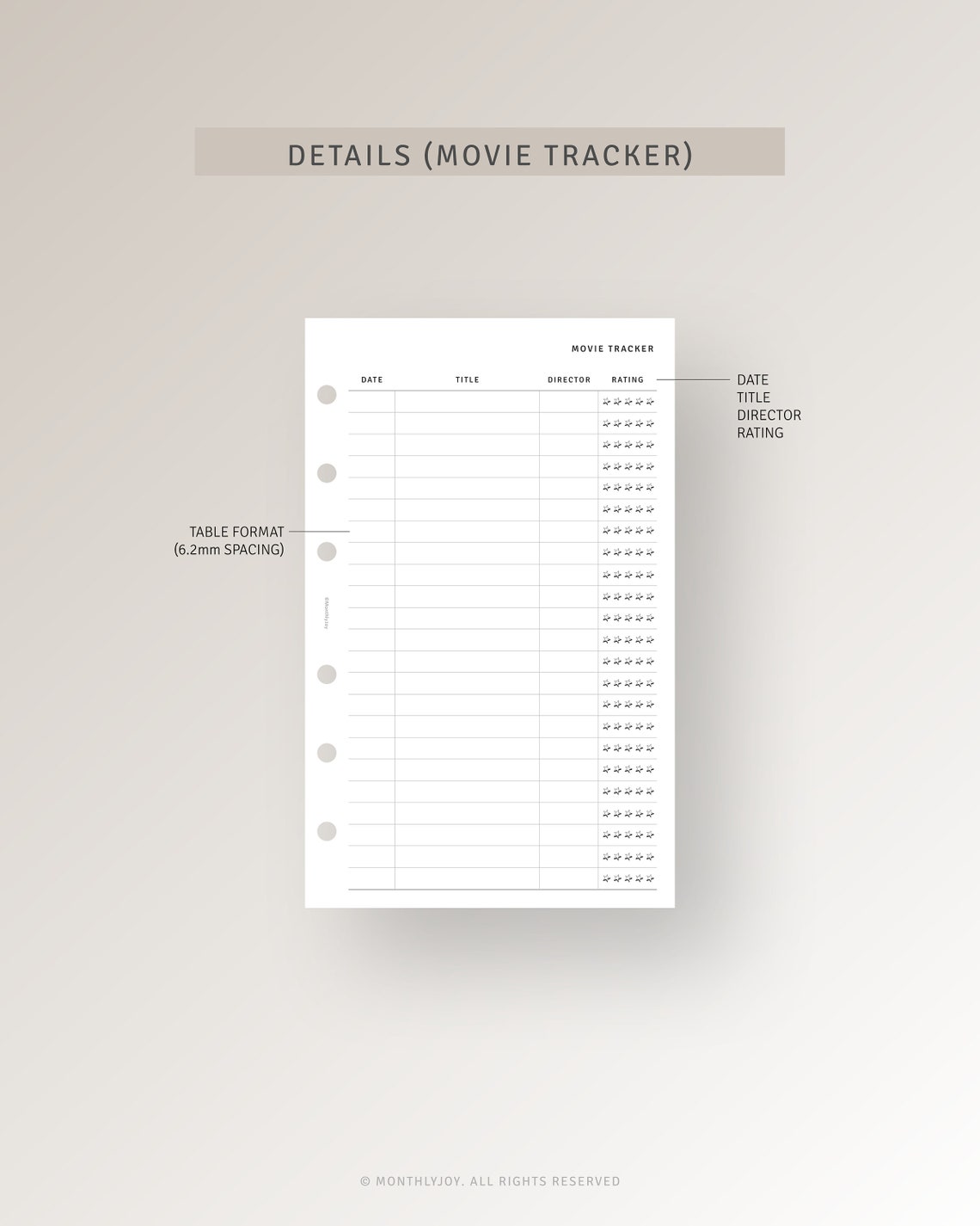 Printable Movie Journal Tracker FC Compact Inserts TV Series - Etsy
