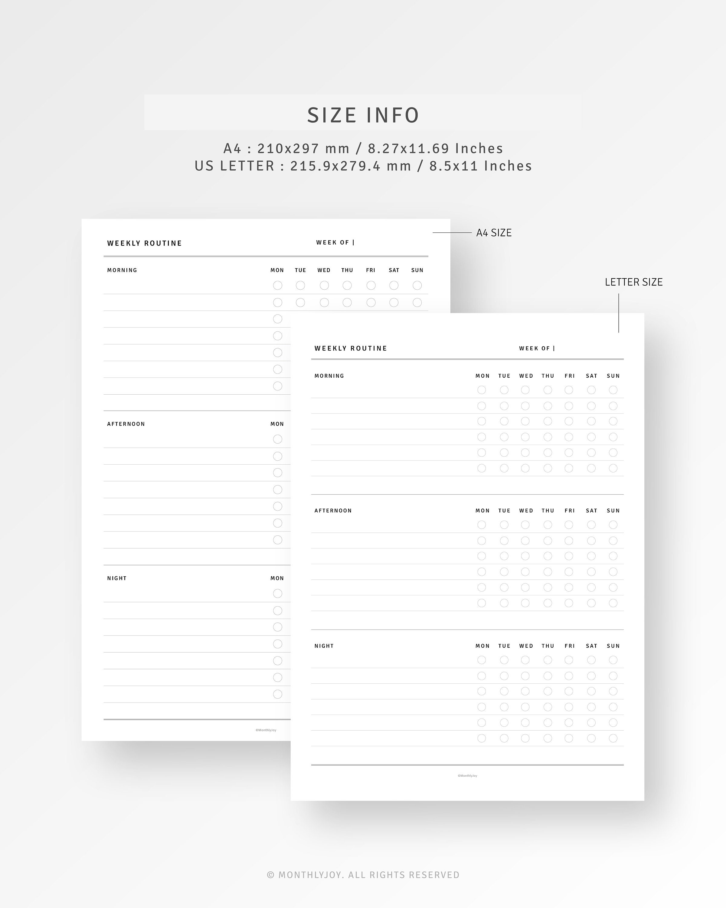 Routine Tracker Printable Morning Habit Journal, Weekly Goal Tracker ...