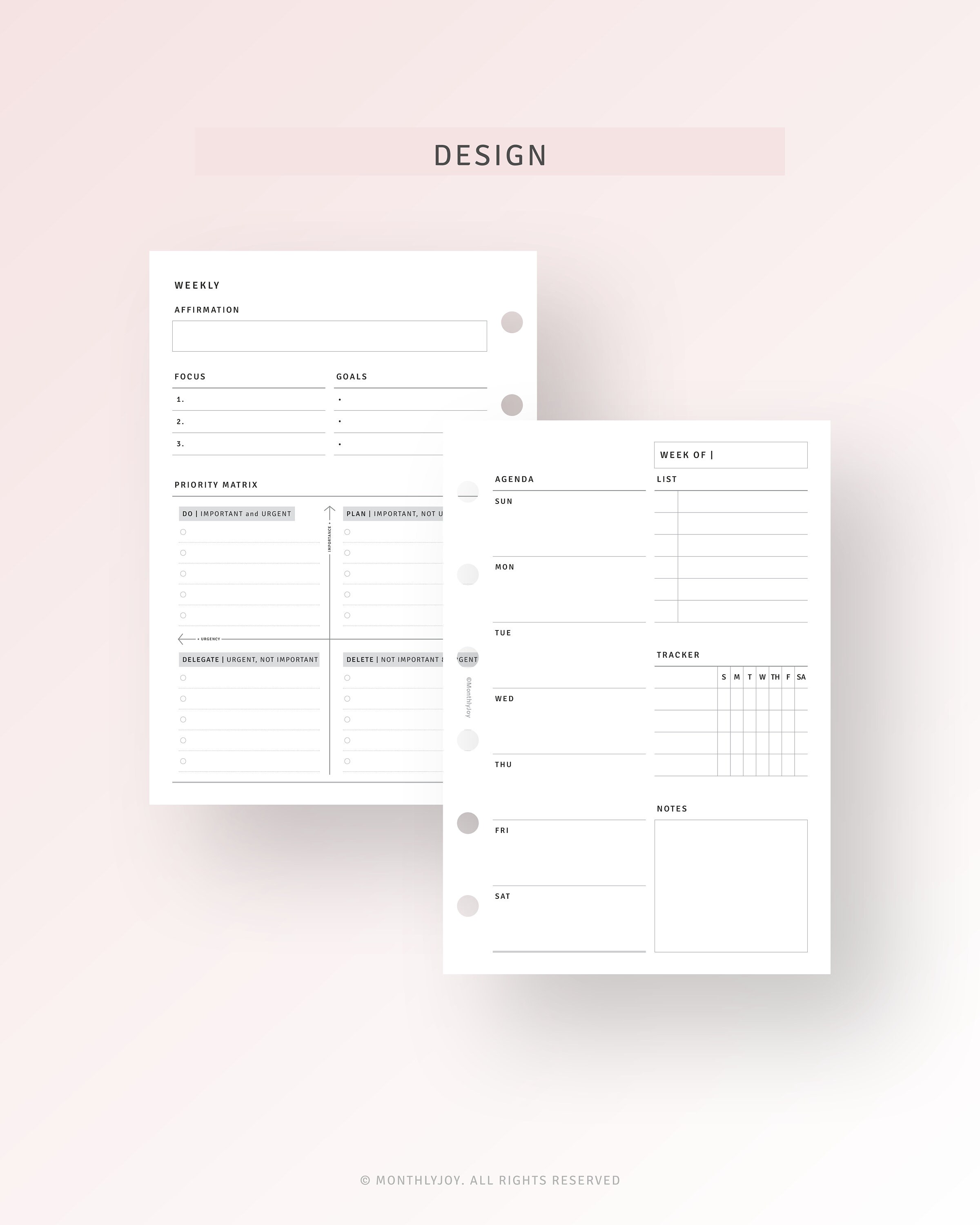 Weekly Agenda With Priority Matrix Pocket Plus Printable - Etsy