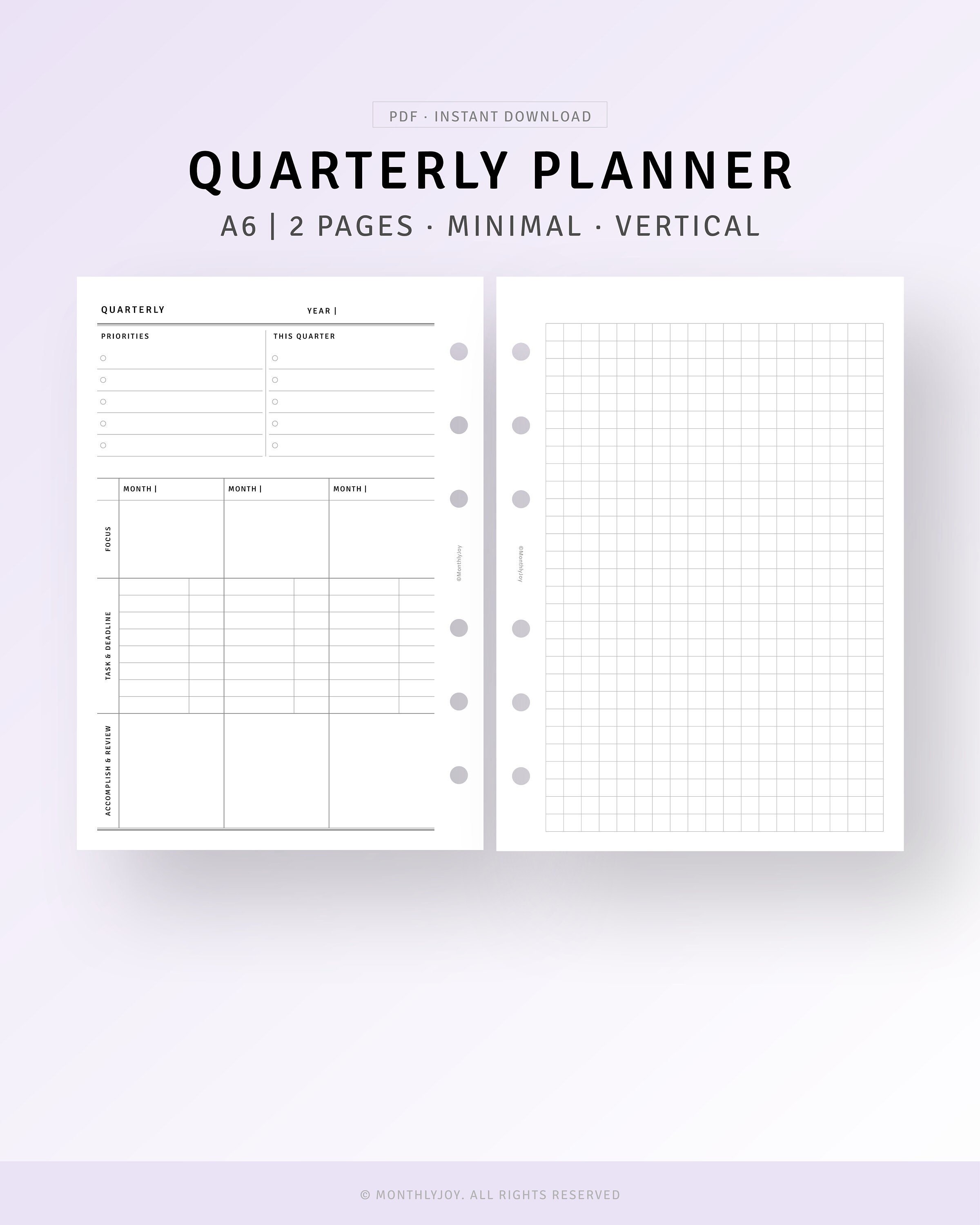 Quarterly Planner Printable Template A6 Inserts 3 Months - Etsy