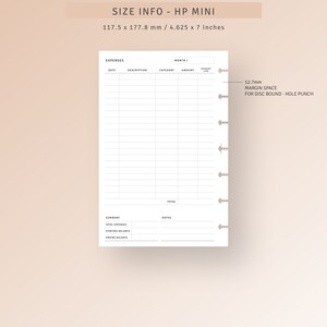 Expense Tracker Printable HP Mini Inserts, Spending Organizer, Personal ...