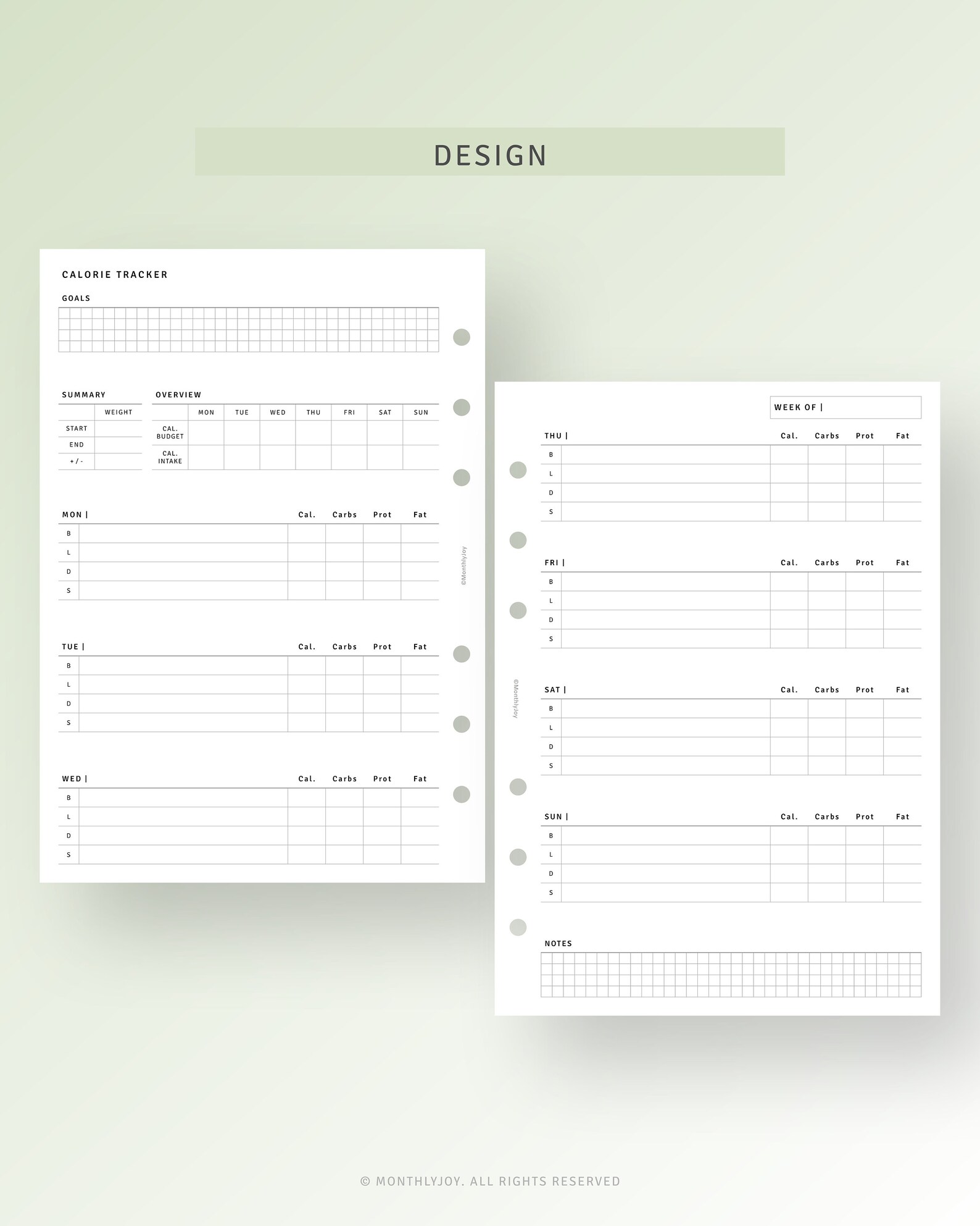 Calorie Tracker Printable Personal Wide Ring Weight Loss - Etsy