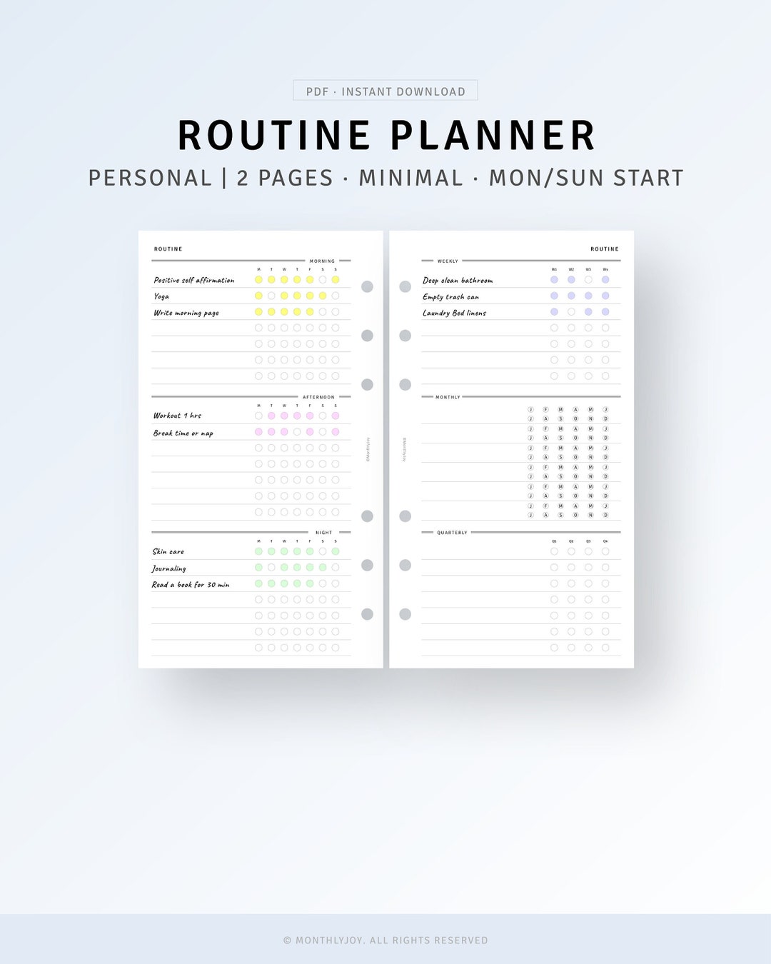 Personal Ring, Routine Planner Printable Morning Night Routine Tracker ...