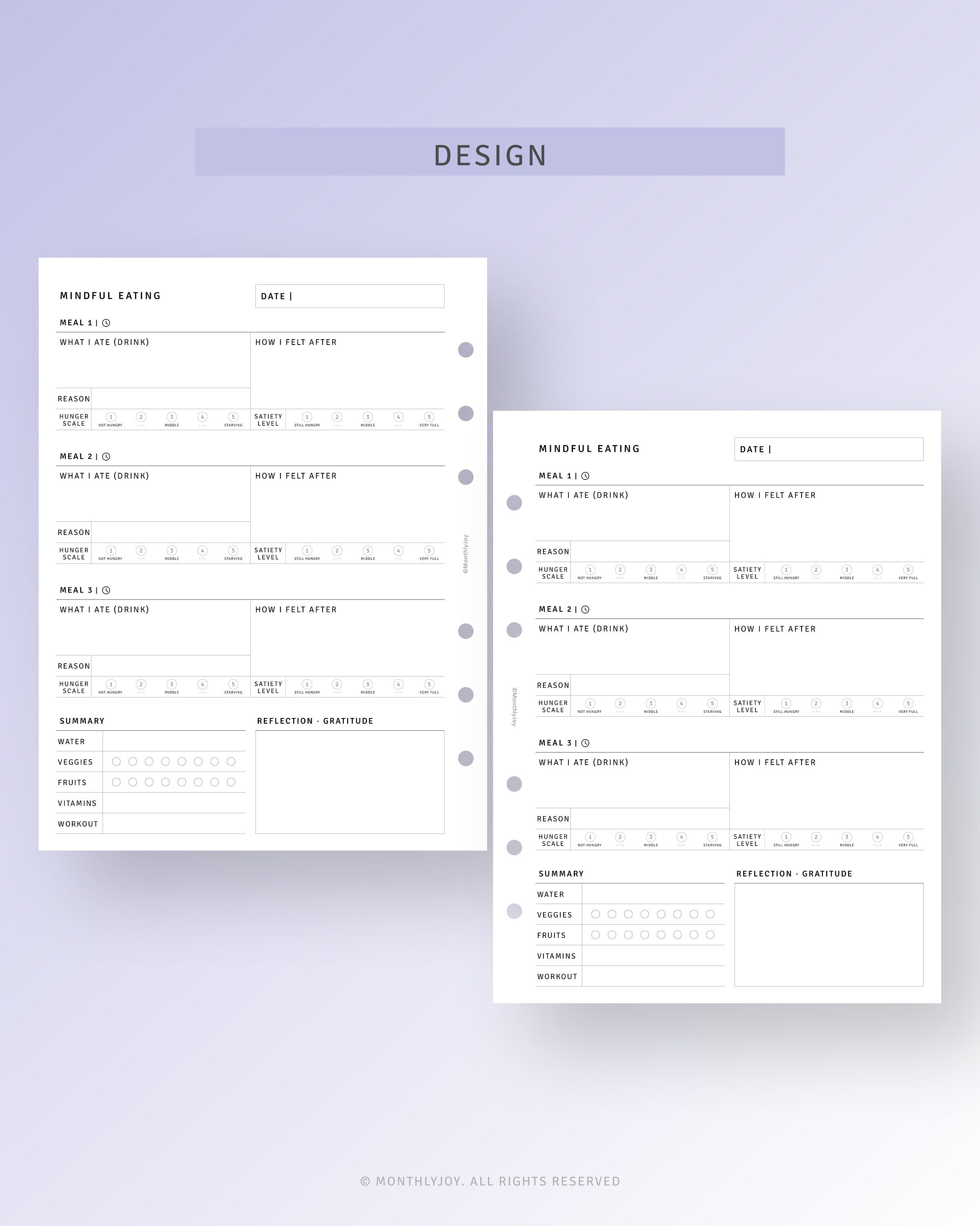 Mindful Eating Journal B6 Planner Inserts Printable Food Log Diary ...