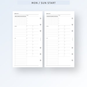 Personal, Week on 4 Pages Printable Weekly Calendar Layout Pages, Time ...