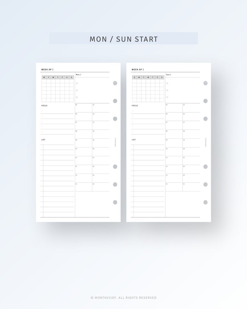 Personal Week on 4 Pages Printable Weekly Calendar Layout - Etsy