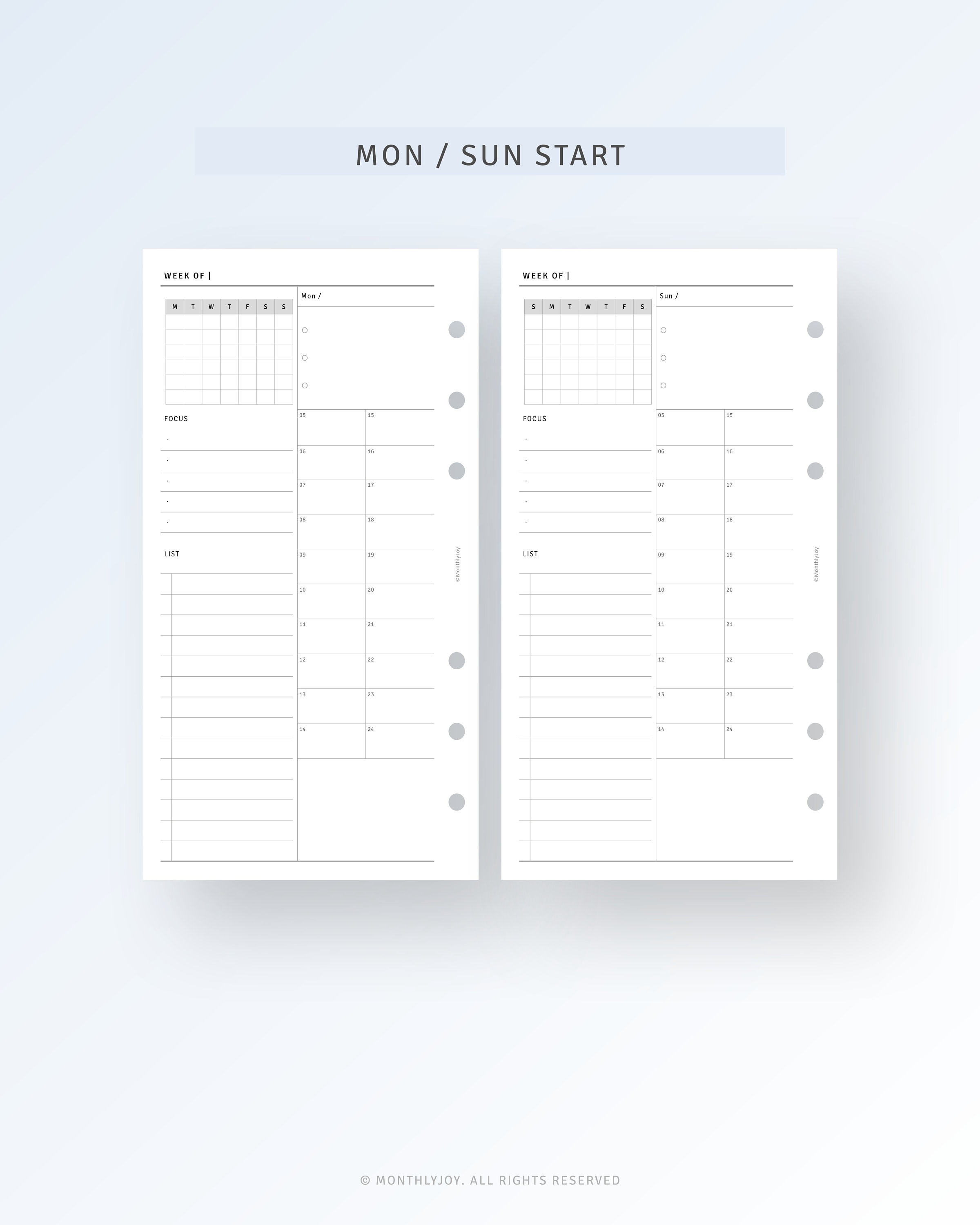 Personal Week on 4 Pages Printable Weekly Calendar Layout - Etsy