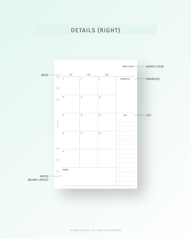 2023 Monthly Planner Printable Half Letter Inserts 2023 - Etsy