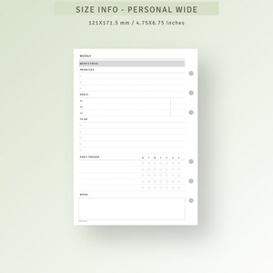 Simple Weekly Overview Printable Personal Wide Binder, Daily Schedule ...