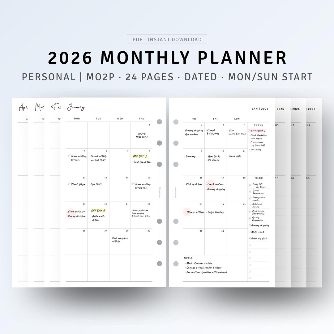 2026 Monthly Planner Inserts Personal Size, Dated Planner Refills ...