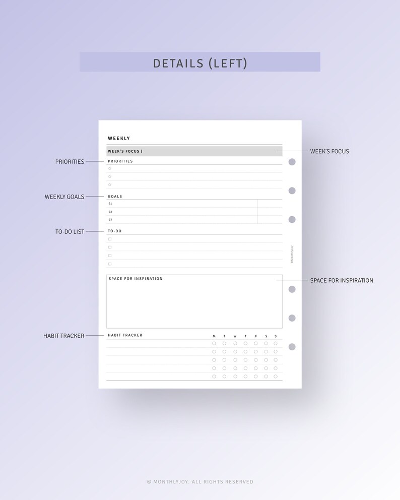 Weekly Planner Printable B6 Ring Inserts, Week on 2 Pages With to Do ...