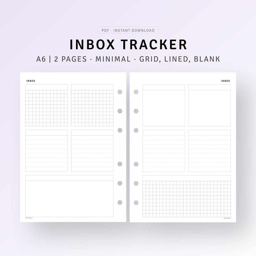 Printable Inbox Inserts A6 Planner, Inbox System Tracker, Brain Dump ...