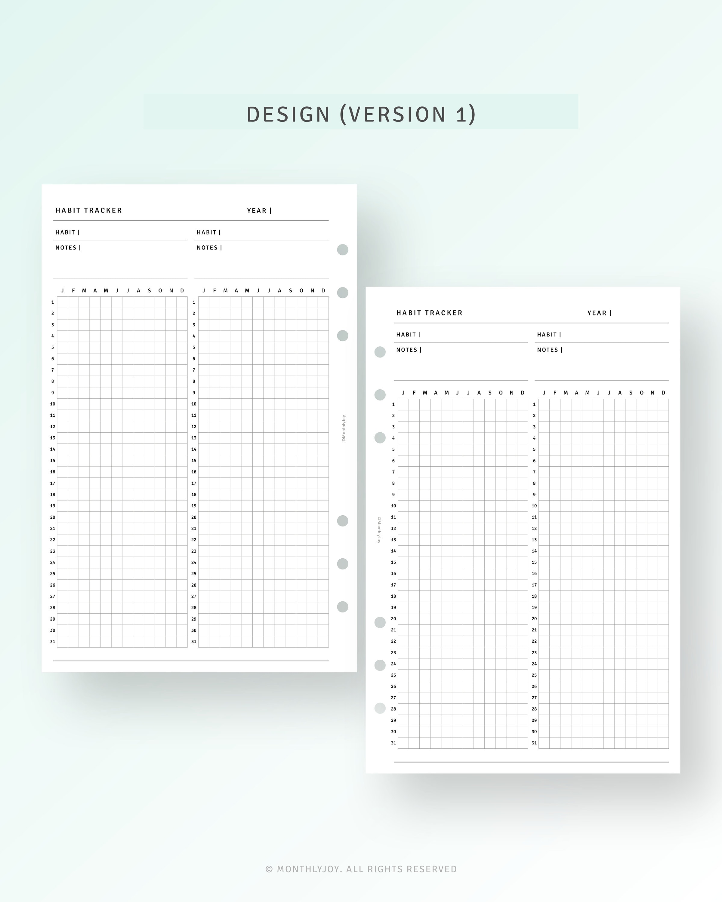 Yearly Habit Tracker Printable Half Letter Inserts, A Year in Pixel ...