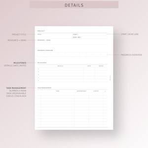 Project Planner Printable HP Classic Inserts, Work Project Management ...