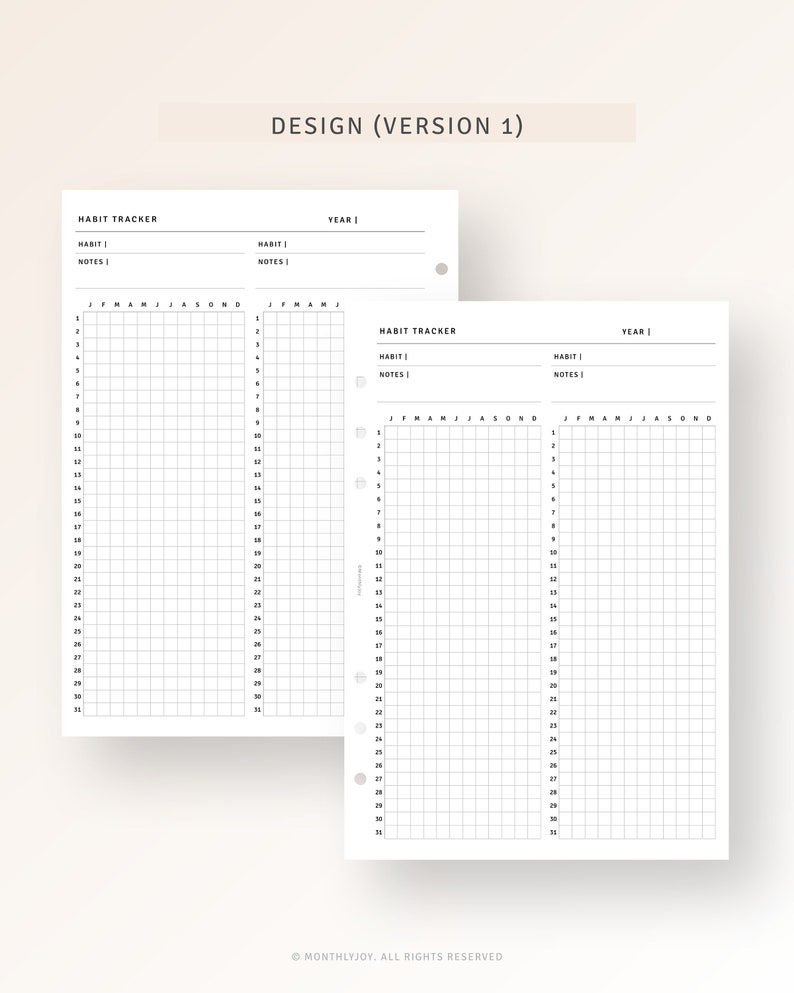 A5 Inserts Yearly Habit Tracker Printable Daily Routine - Etsy