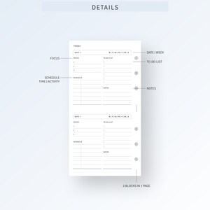 Personal, Daily Planner Pages Printable 2 Days on 1 Page, Undated Daily ...
