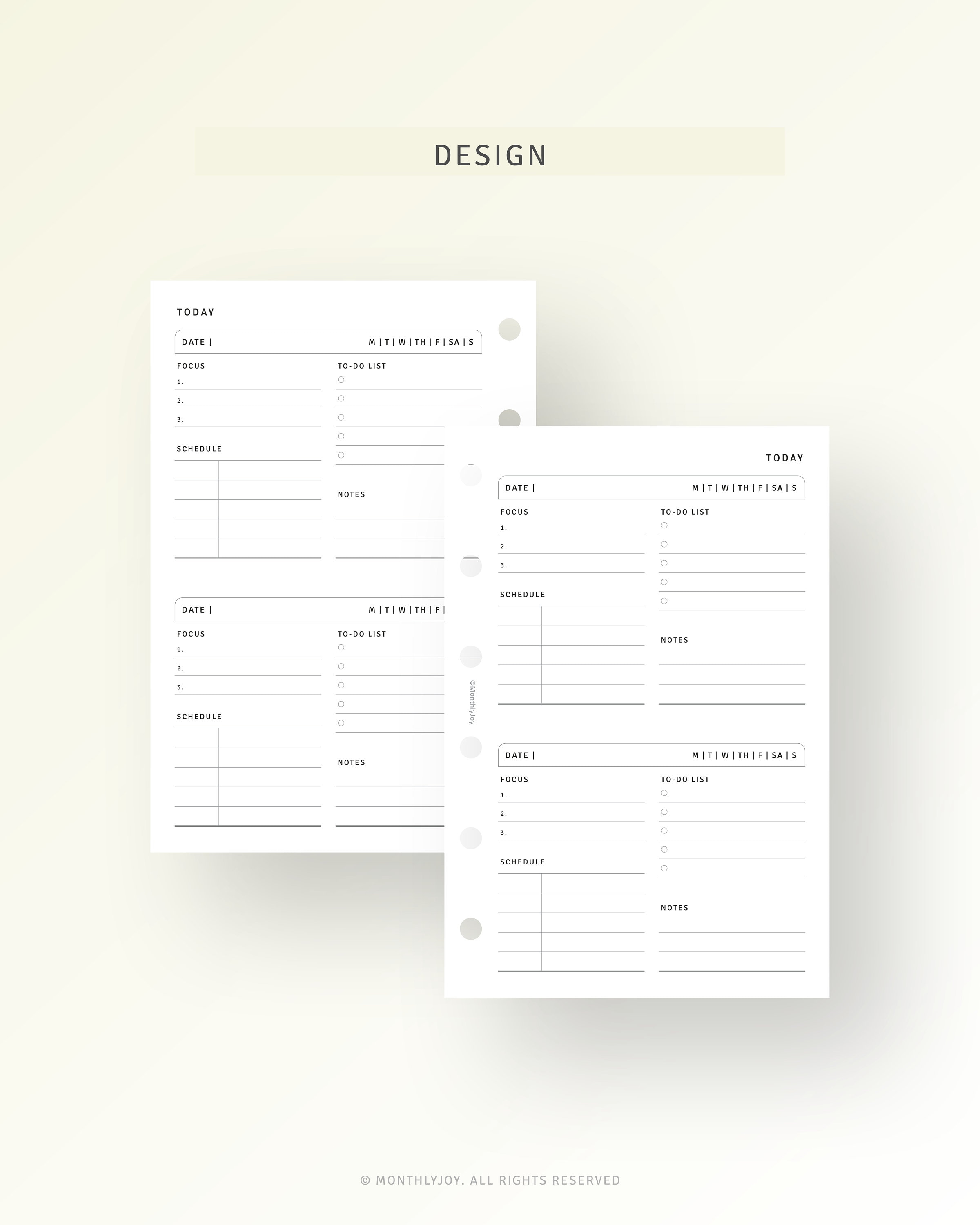 Pocket Ring Daily Planner PDF Printable 2 Days on 1 Page - Etsy