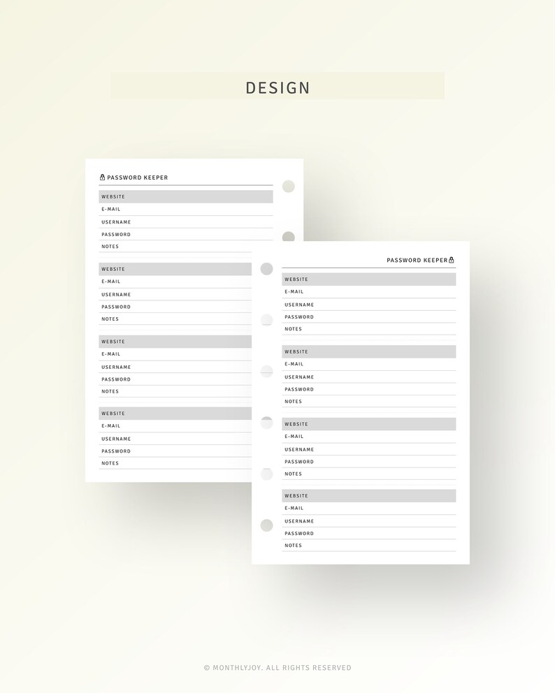 Password Tracker Printable Pocket Size Inserts Password Log Etsy 5272