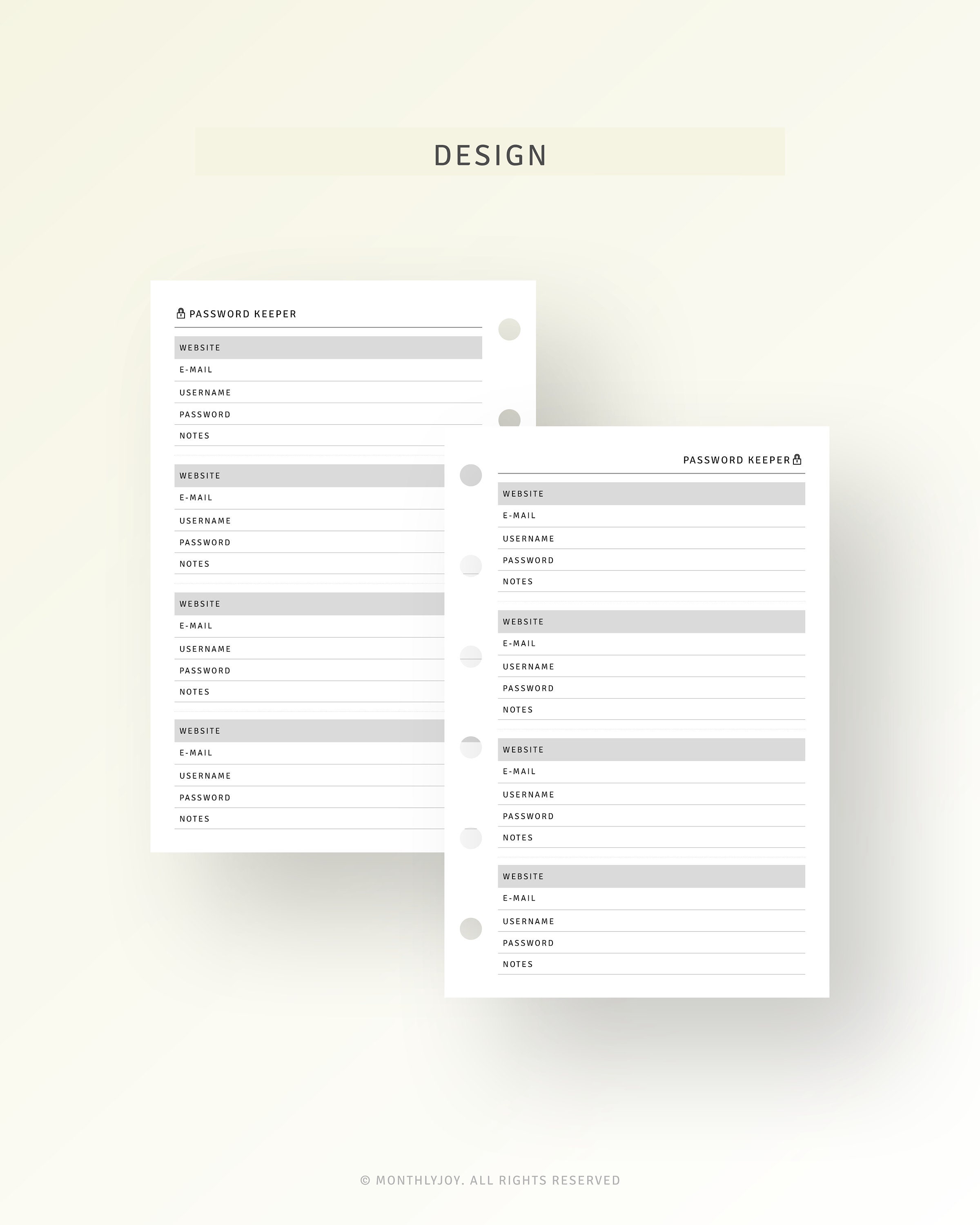 Password Tracker Printable Pocket Size Inserts Password Log - Etsy