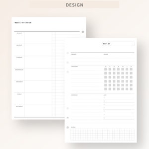 A5 Inserts Weekly Overview Planner Template Printable Undated Weekly ...