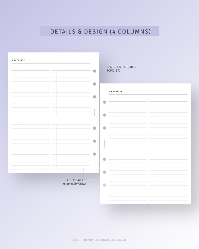 Checklist Template B6 Printable Inserts Recurring Tasks Get - Etsy