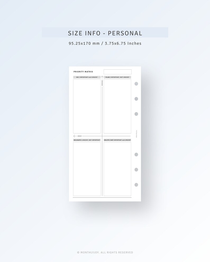 Personal Priority Matrix Printable Template Decision Matrix - Etsy