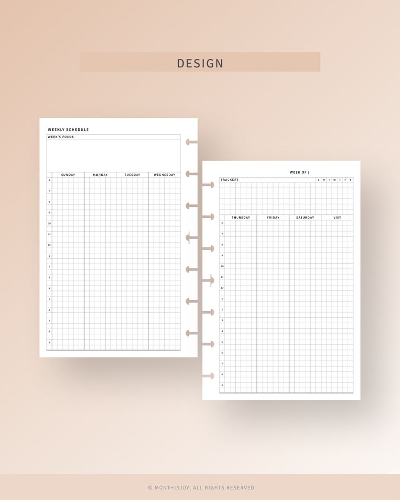 Weekly Schedule Template HP Mini Printable Inserts Undated - Etsy