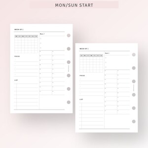 Week on 4 Pages Printable Pocket Plus Inserts, Weekly Calendar Schedule ...