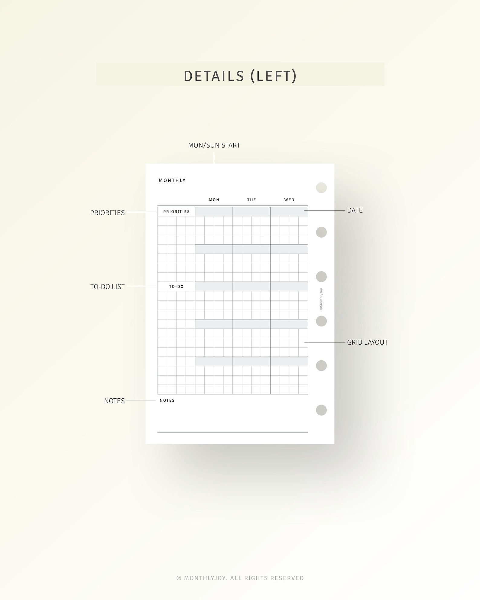 Pocket Monthly Planner Inserts Printable Month on 2 Pages | Etsy