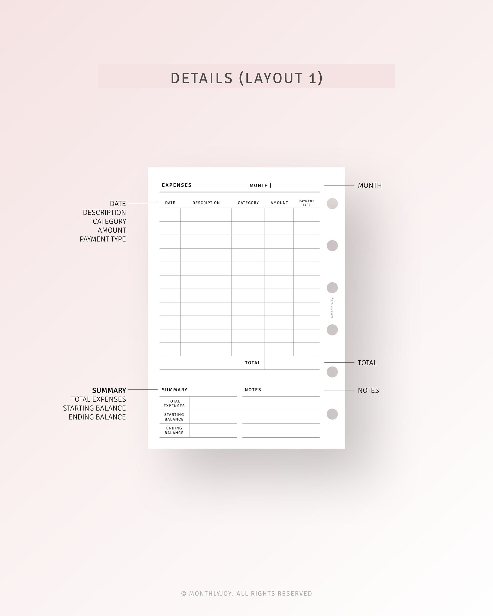 Printable Expense Tracker Pocket Plus Inserts Monthly Expense - Etsy