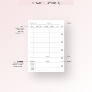Printable Expense Tracker Pocket Plus Inserts, Monthly Expense Log ...