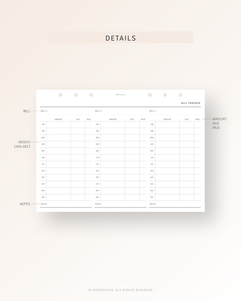 A5 Size Bill Tracker Printable Payment Reminder Financial - Etsy